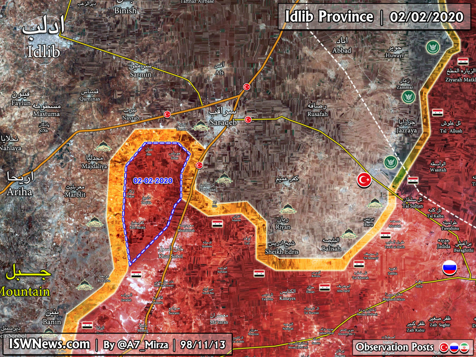 Map: Syrian Army Advance In Idlib; Saraqeb Under SAA Fire! - Islamic ...