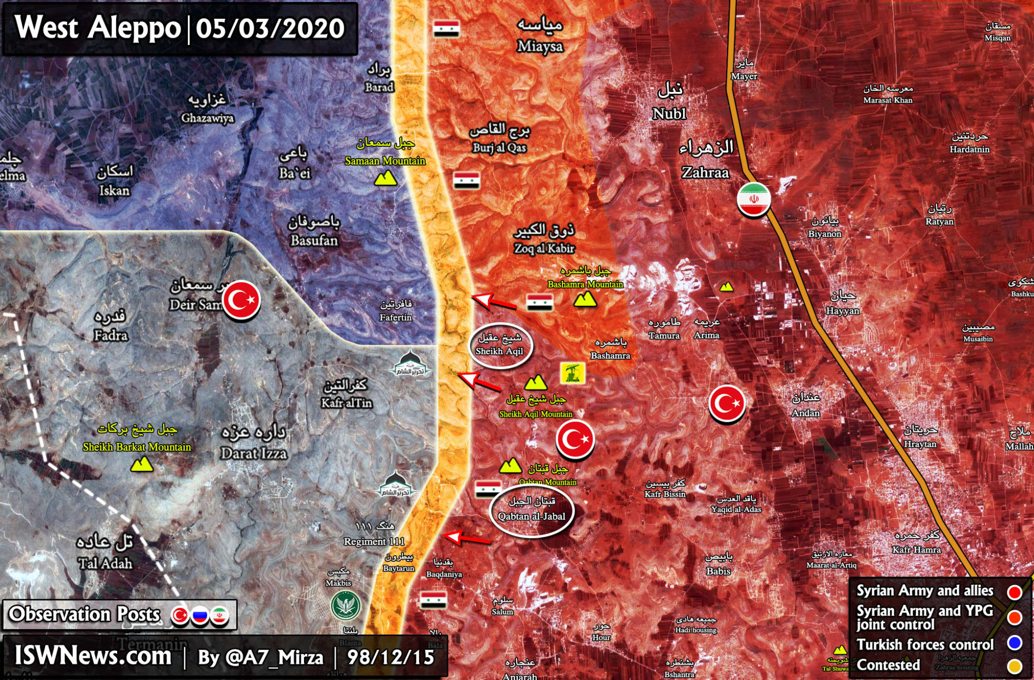Map: Western Aleppo Military Situation, 5 March 2020 - Islamic World News