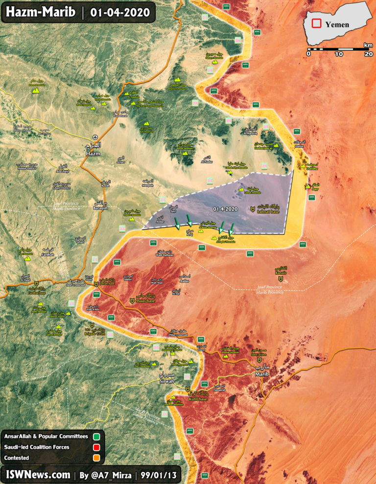Map: Ansar Allah Important Advances In Southwest Al Jawf, 1 April 2020 ...