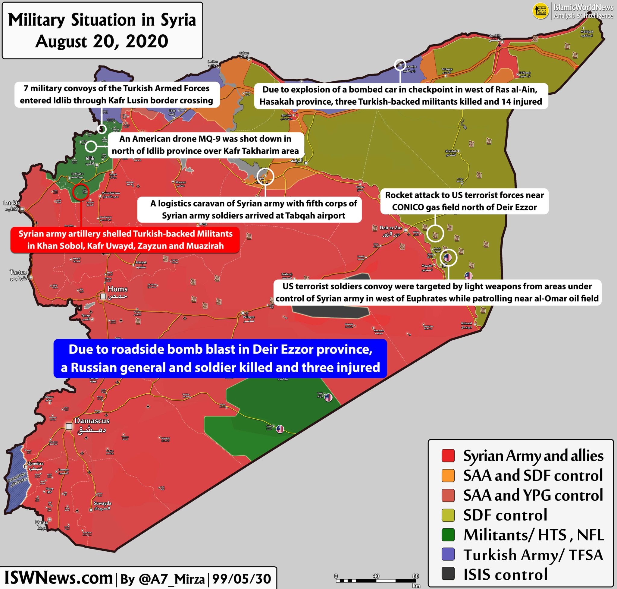 Latest Updates On Syria, 20 August 2020 (Map Update) - Islamic World News