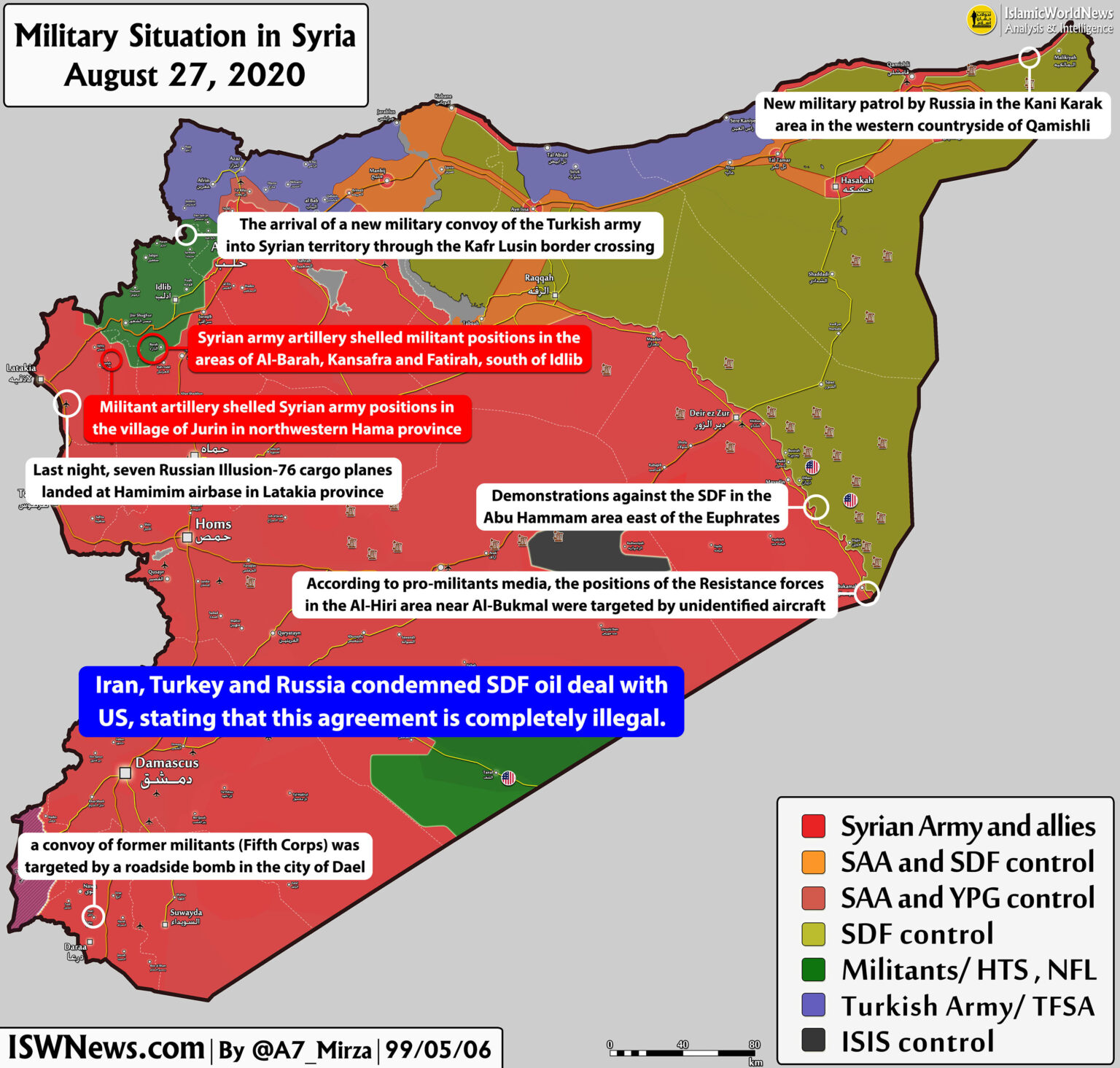 Latest Updates On Syria, 27 August 2020 (Map Updates) - Islamic World News
