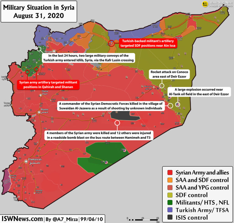 Latest Updates On Syria, 31 August 2020 (Map Updates) - Islamic World News