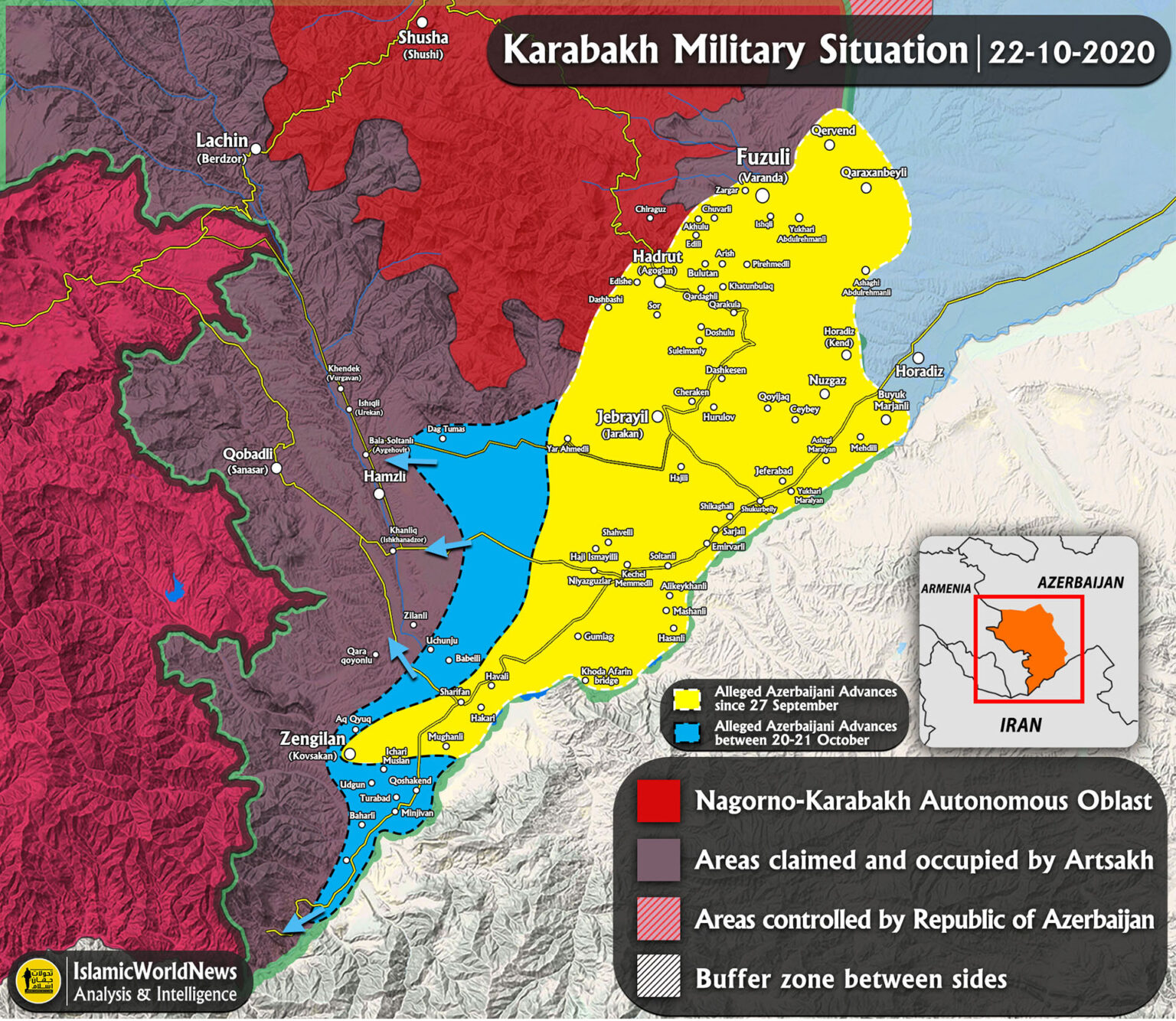 Latest Updates On Karabakh Clashes, 22 October 2020 (Map Update ...