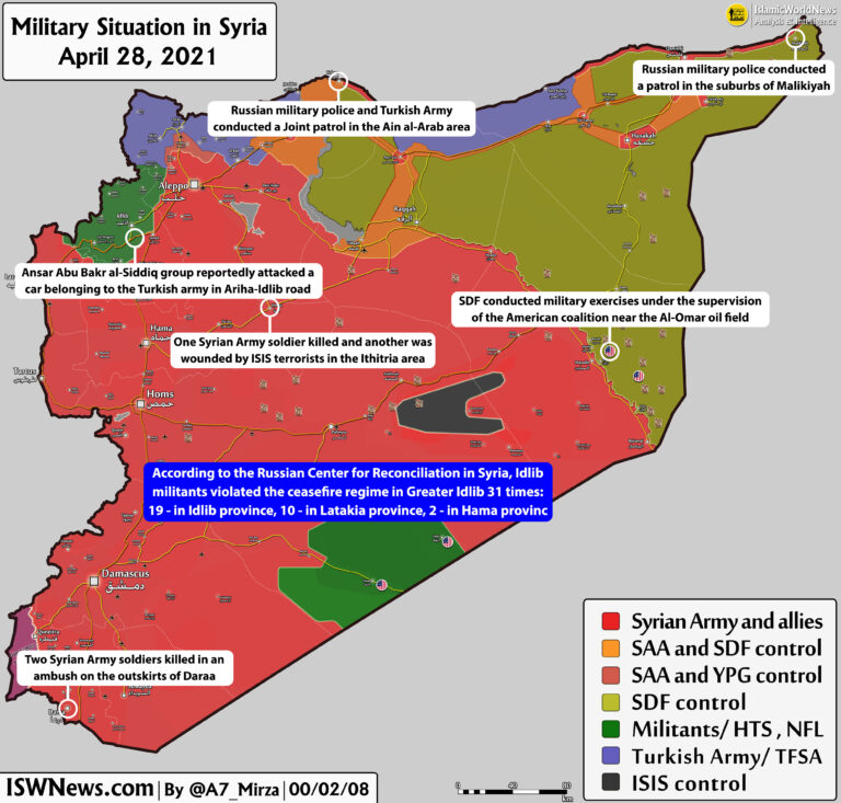 Latest Updates On Syria, 29 April 2021 (Map Update) - Islamic World News