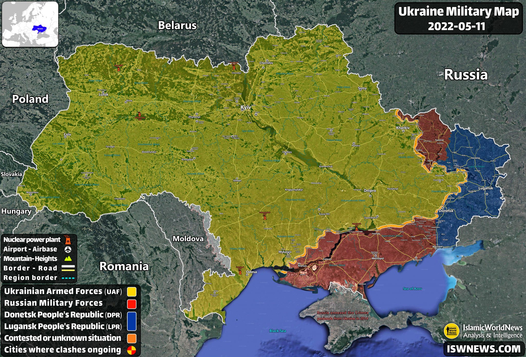 Latest Military Map Of Ukraine After 77th Days Of War, 11 May 2022 ...
