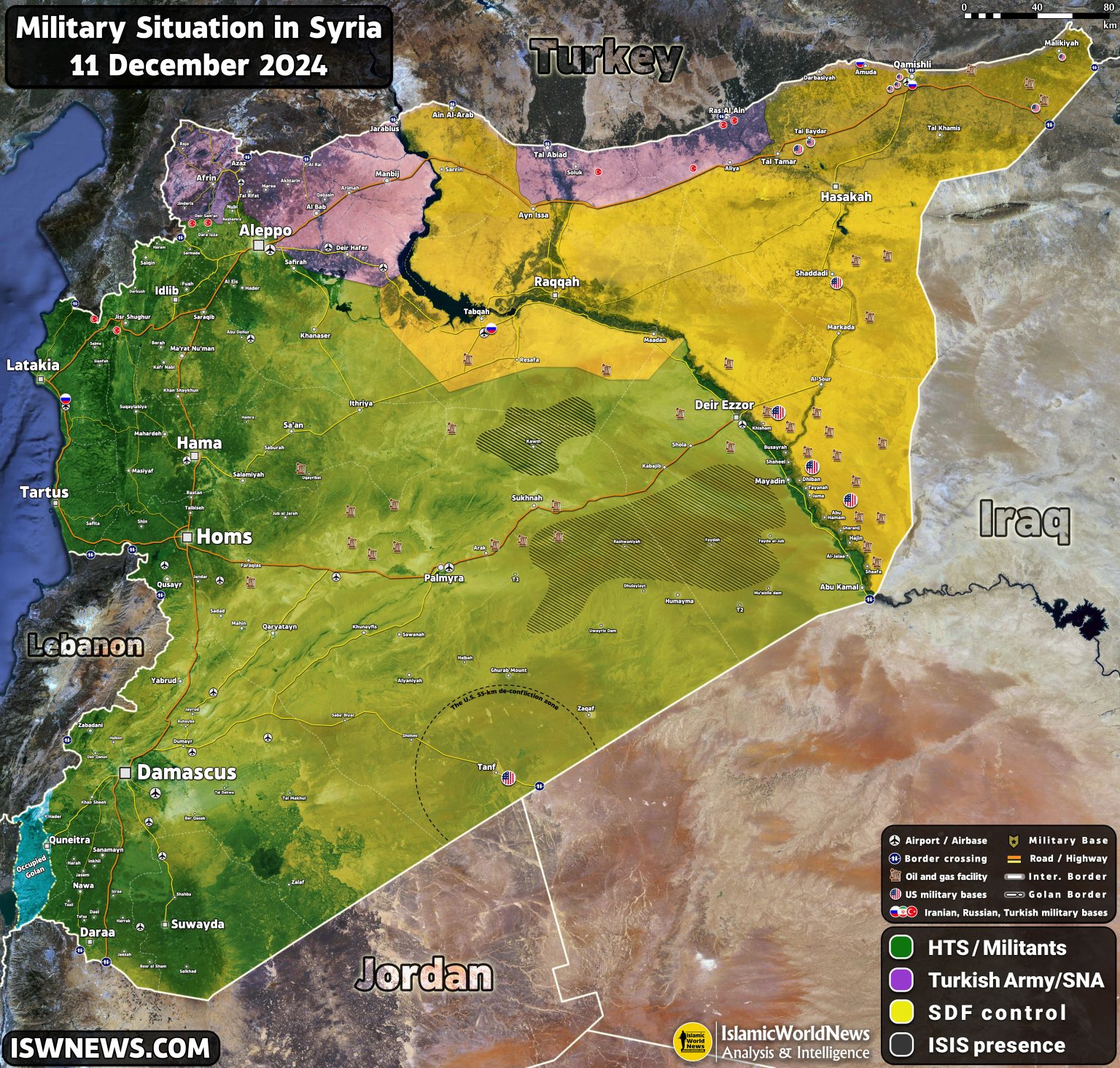 Latest Military Situation Is Syria, 11 Dec 2024 (Map) - Islamic World News