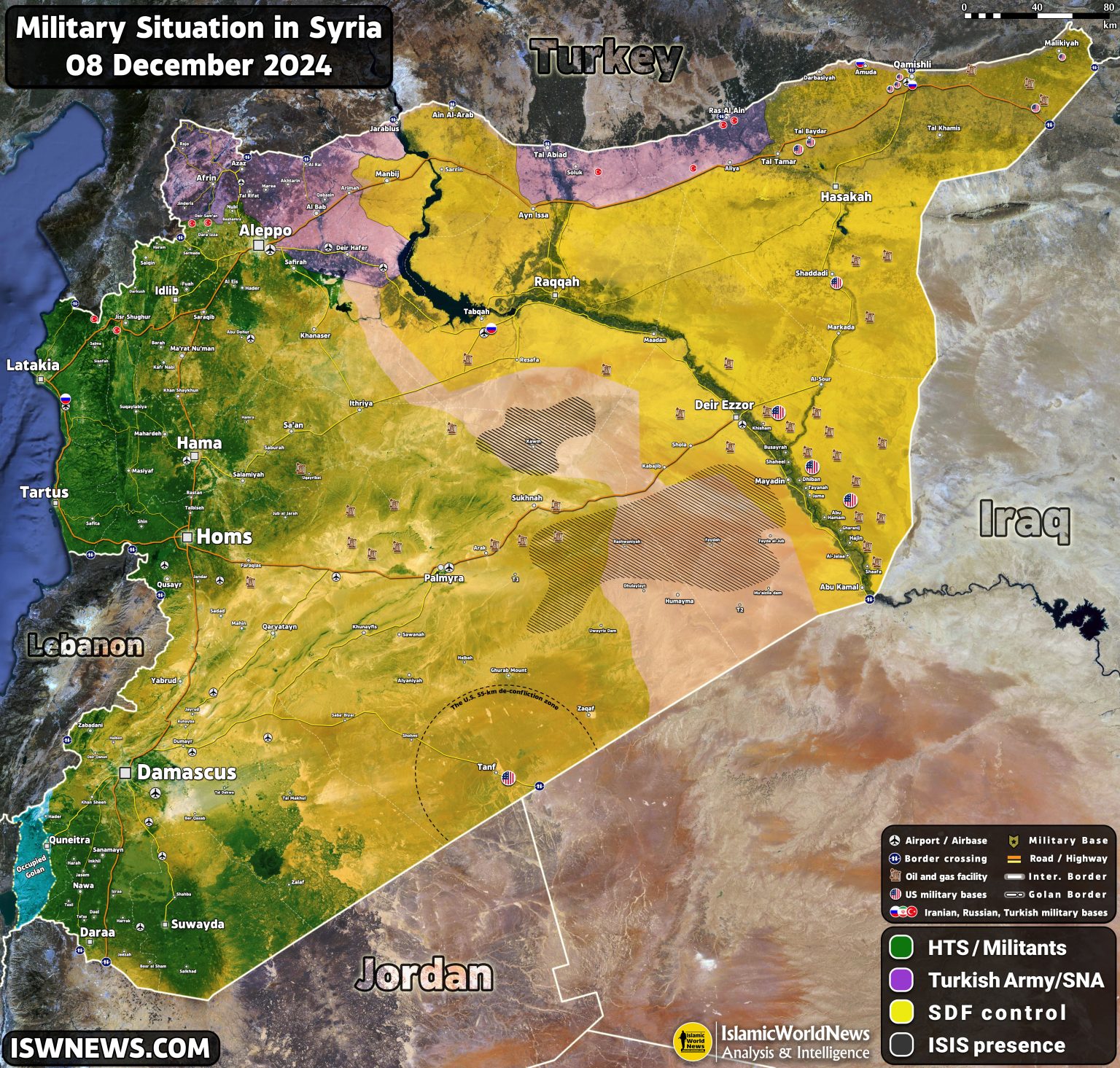 Latest Military Map Of Syria, 8 December 2024 (Map) - Islamic World News
